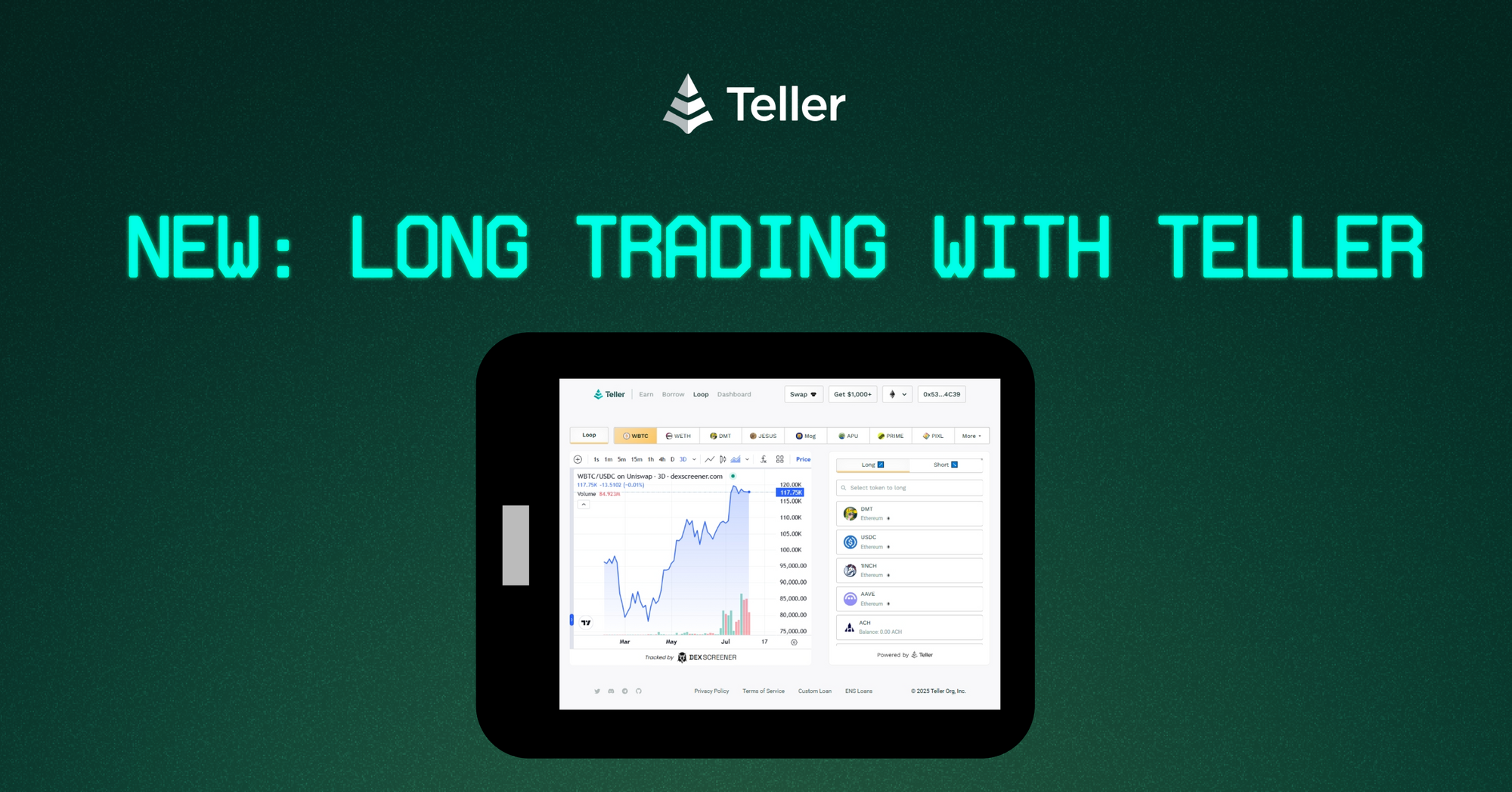 Long Any Token On-Chain with Teller
